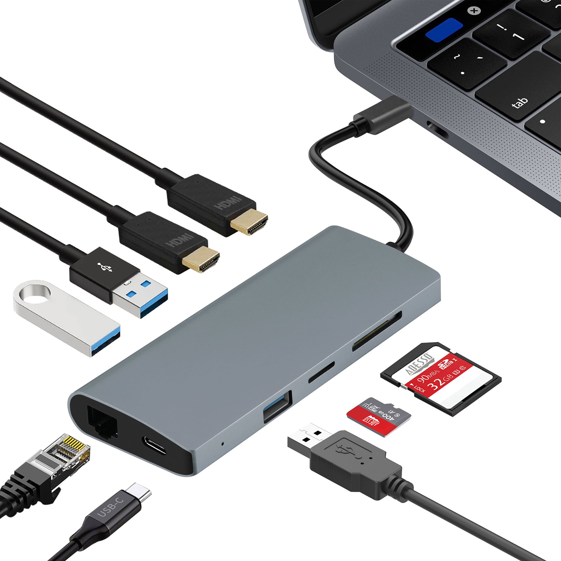 9-in-1 USB-C Multi-Port Docking Station (TAA Compliant) - Adesso