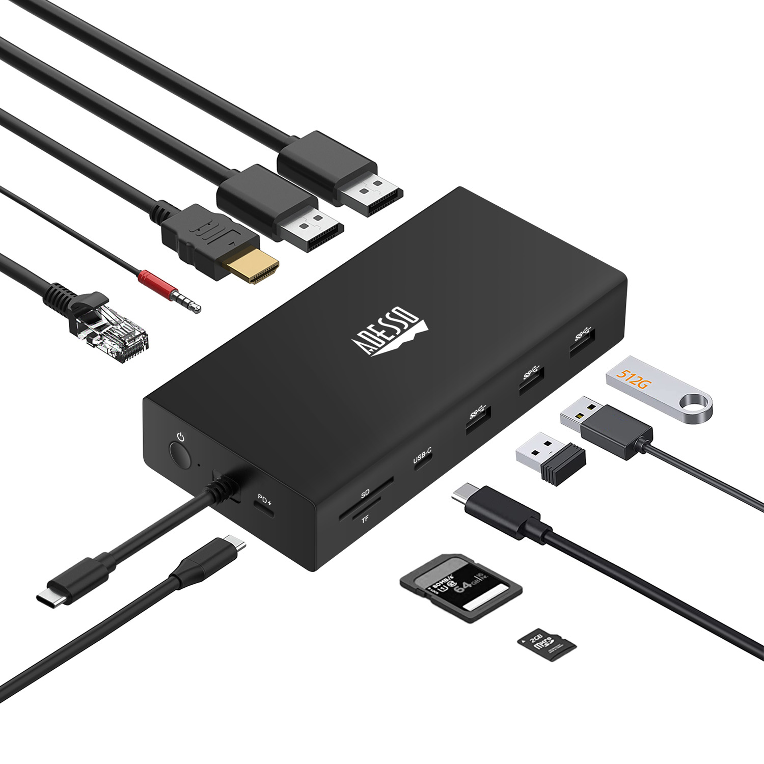 12-in-1 USB-C Multi-Port Docking Station (TAA Compliant) - Adesso