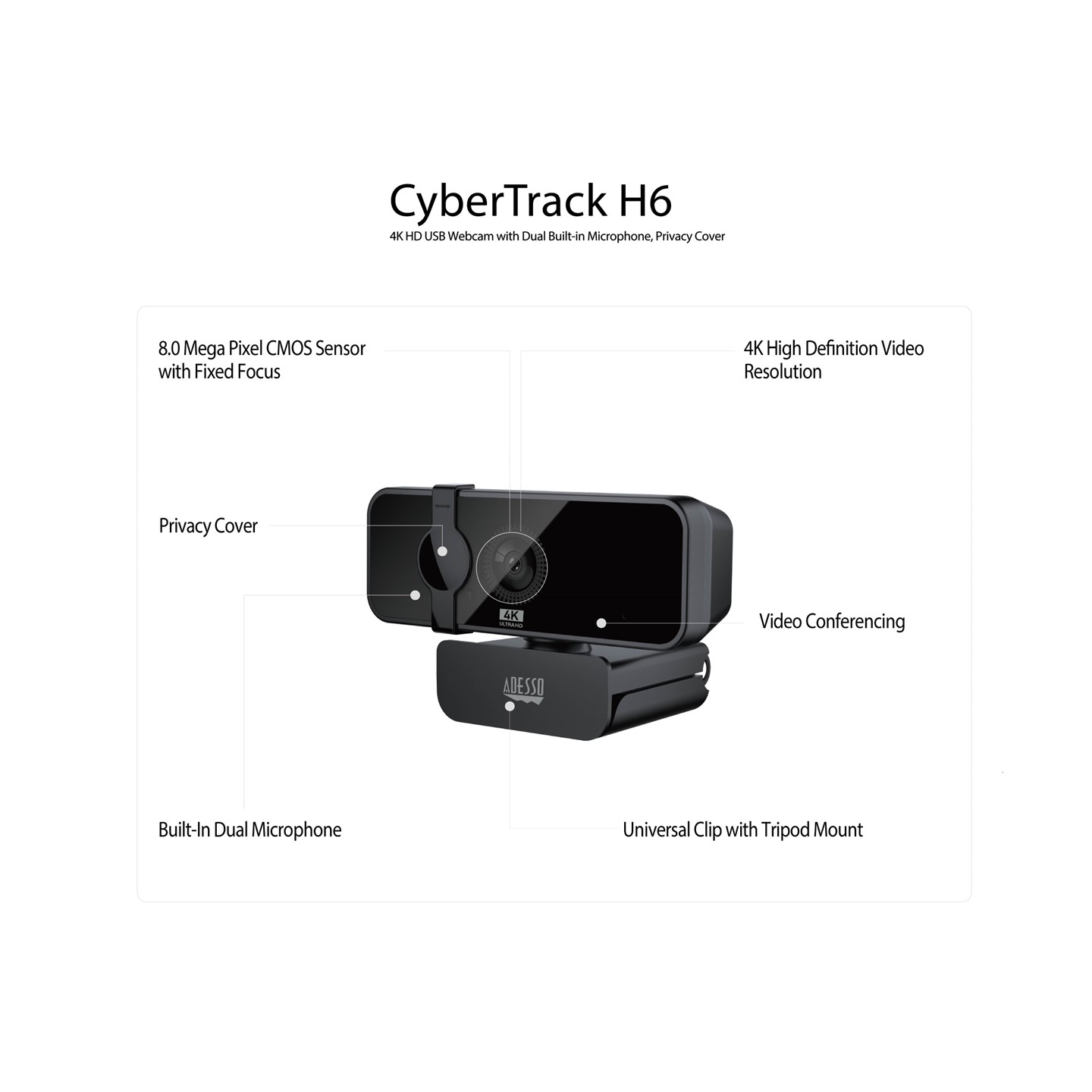 4K Ultra HD USB Webcam with Built-In Stereo Microphone and Privacy ...