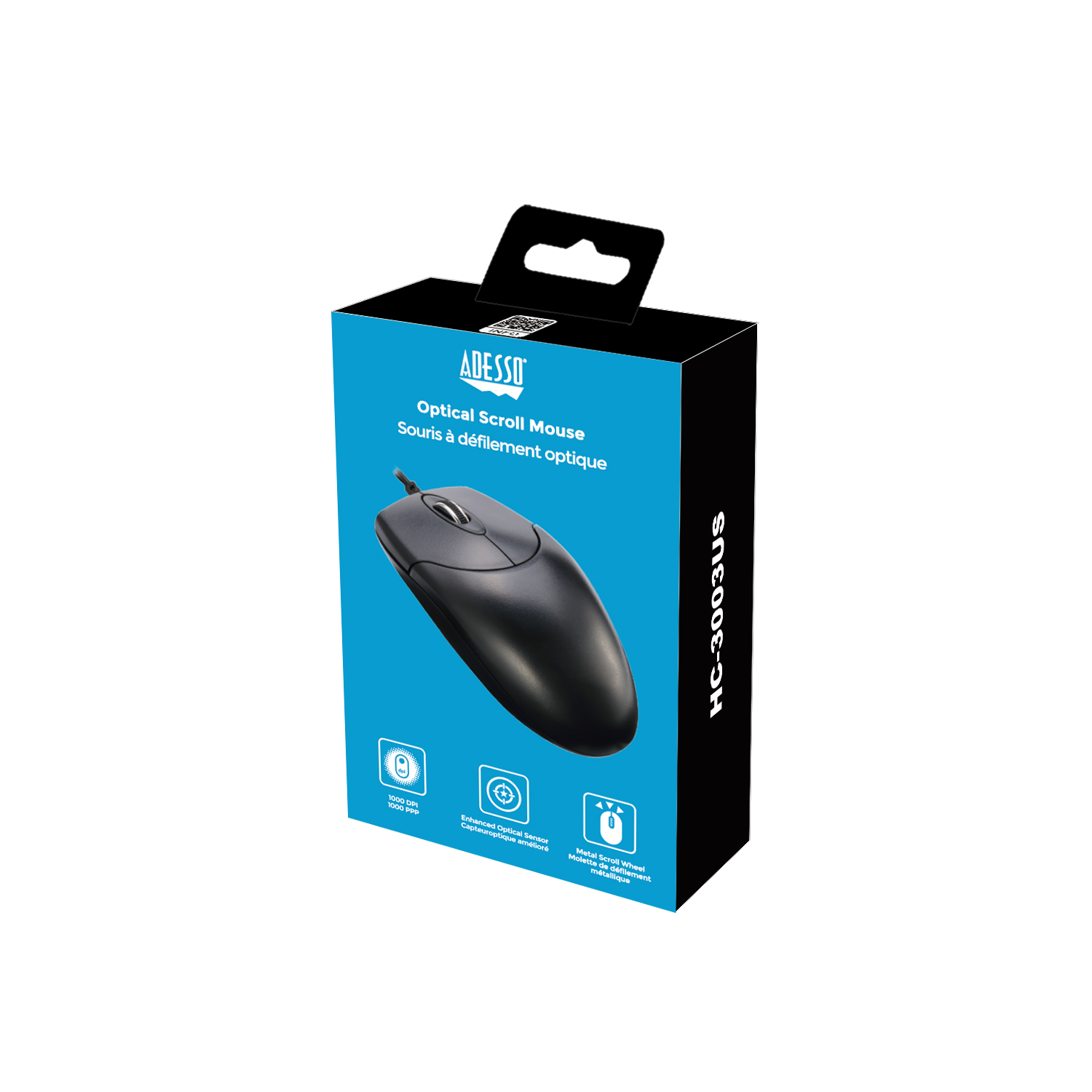 3 Button Desktop Optical Scroll Mouse (USB) - Adesso