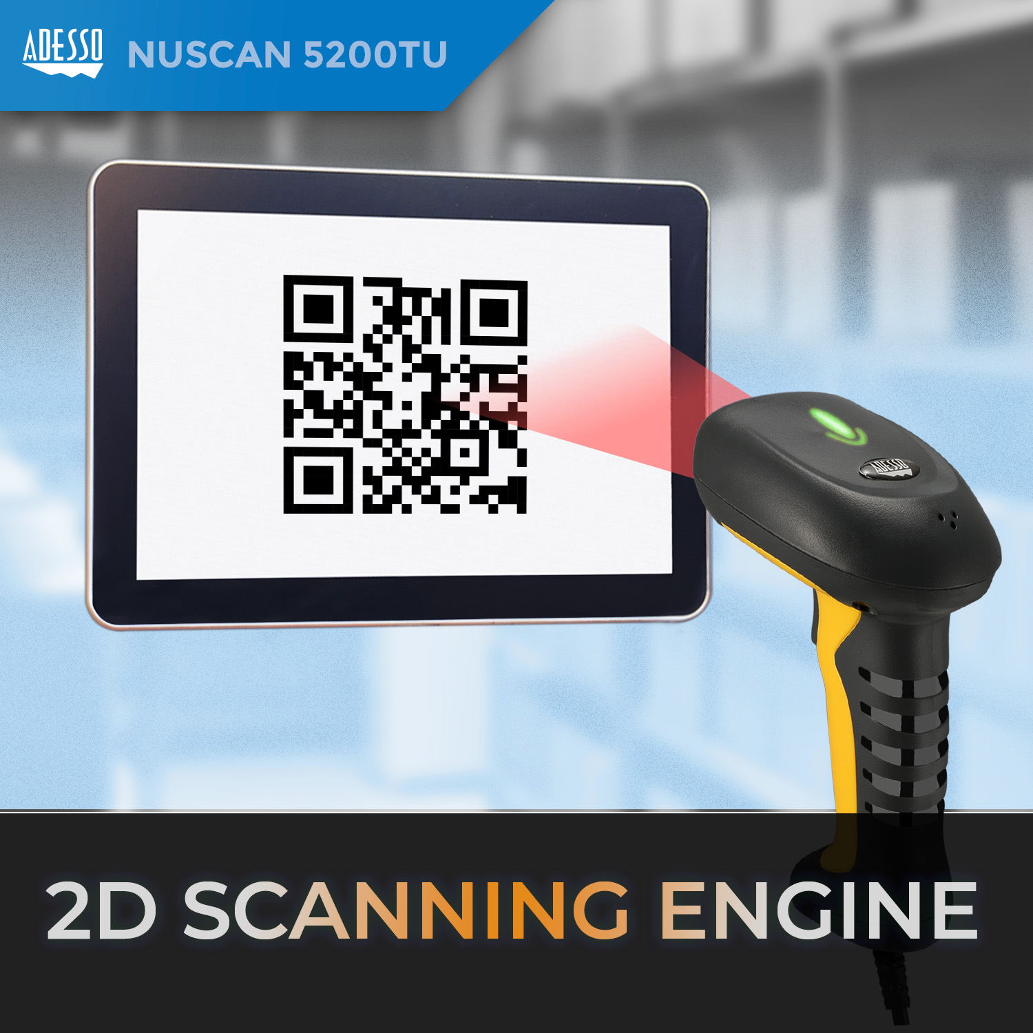 Antimicrobial and Waterproof 2D Barcode Scanner - Adesso
