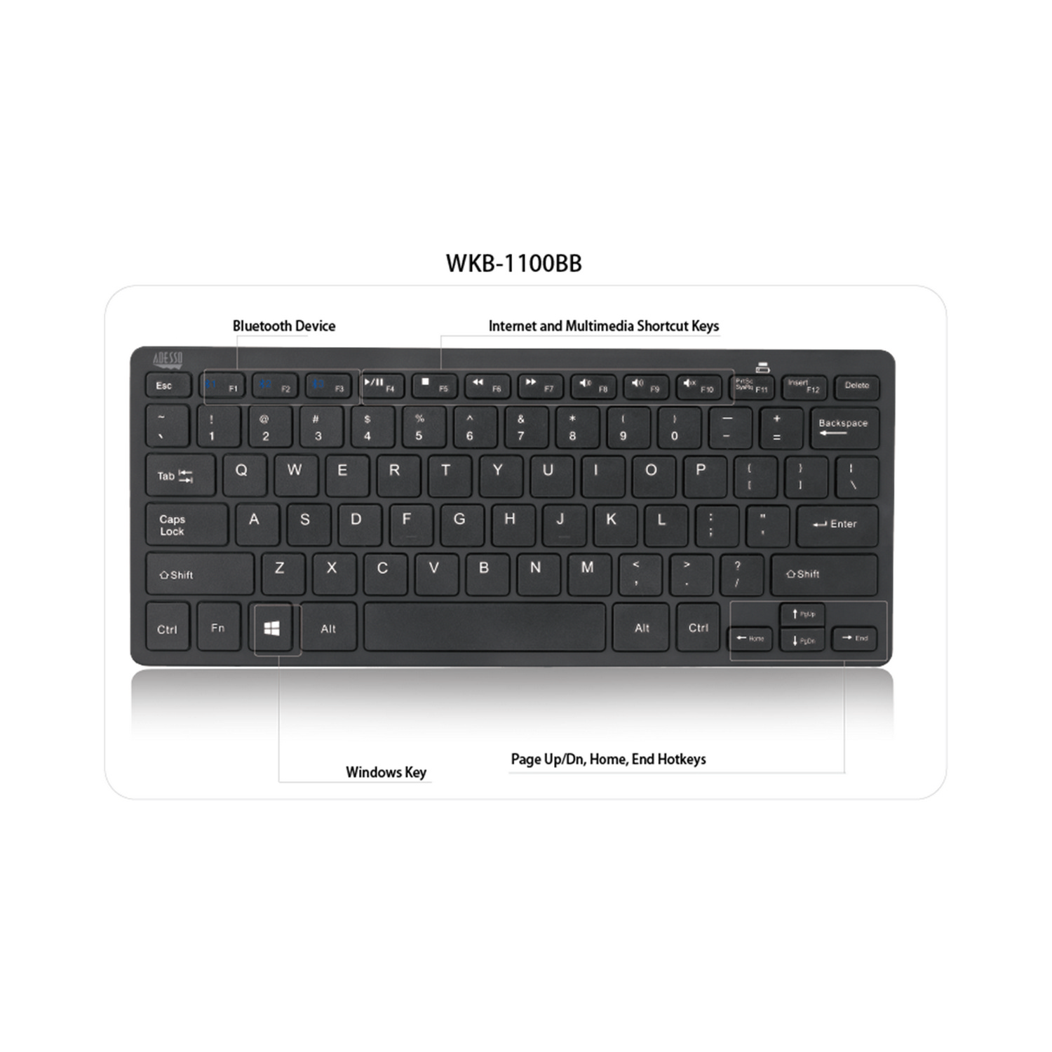 WKB-1100BB Bluetooth® Wireless SlimTouch™ Mini Keyboard for Windows ...